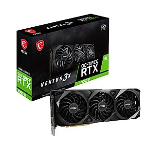 MSI GeForce RTX 3060 Ti VENTUS 3X 8GD6X OC Gaming Graphics Card - 8GB GDDR6X, 1695MHz, PCI Express Gen 4, 256-bit, 3x DP v 1.4a, HDMI 2.1 (Supports 4K)