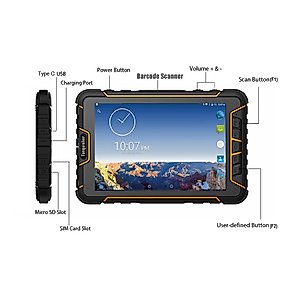 Rugged Enterprise Tablet with Barcode Scanner | Android 12 OS | 7-inch Big Touch Screen | with Honeywell N6603 2D Bar Code Reader Scan Engine, WiFi & 4G LTE, for Warehouse Inventory & Stock Control