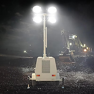 Silent Mobile Light Tower Diesel Engine with 360° Rotating High Mast