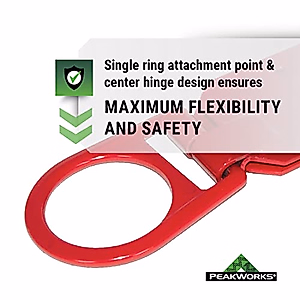 PeakWorks Roof Anchor Bracket, Fall Arrest System, Tool Connects to Wood Surfaces with Roofing Harness Safety Kit, ANSI OSHA Compliant, Durable Steel Adjustable Connector, Red, V8229100