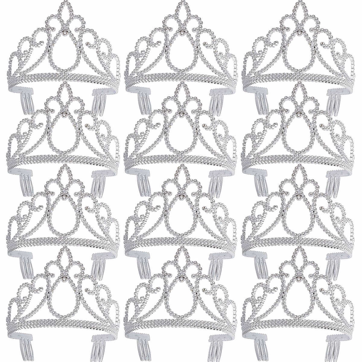 XiangGuanQianYing 12 Pieces Dress up Crowns Princess Crowns and Tiaras Dress up Costume Party Favor Accessories Silver Tiaras for Little Girls for Kids Wedding Prom Birthday Party