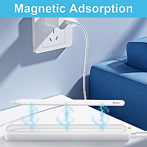 Charging Case Compatible with Apple Pencil 2nd Generation Only, Magnetic Charging Stand for Ipad Pen 2nd Gen with USB Cable, LED Indicator Light, Anti-Silp Base (White)