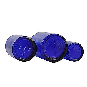 2PCS 60ML/2oz Blue Glass Pump Bottles with Black Pump Top Cosmetic Make-up Cream Lotion Sample Packing Storage Container Vial Jar for Emulsion Essence