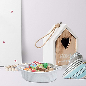 ICEBLUE HD White Mini Storage Basket 100% Natural Cotton Rope Storage Boxes Toy Bins Childrens Room Decor