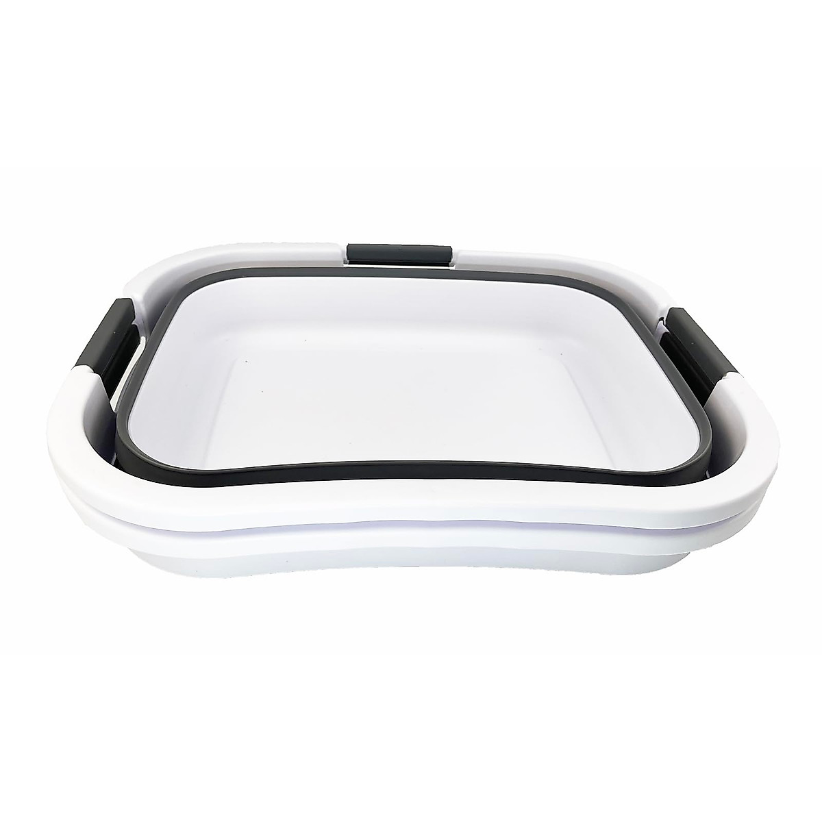 SAMMART 30L (7.9 gallon) Collapsible Plastic Laundry Basket - Foldable Pop Up Storage Container/Organizer - Portable Washing Tub - Space Saving Hamper/Basket (2, White/Steel Grey)