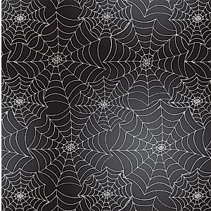 David Textiles Halloween Spiderwebs Cotton Fabric by The Yard, Black, DTI-A-2707-4C-1
