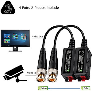 VIMVIP [Upgraded 4 Pairs Split Joint Mini CCTV BNC HD-CVI/TVI/AHD Passive Video Balun Transceiver