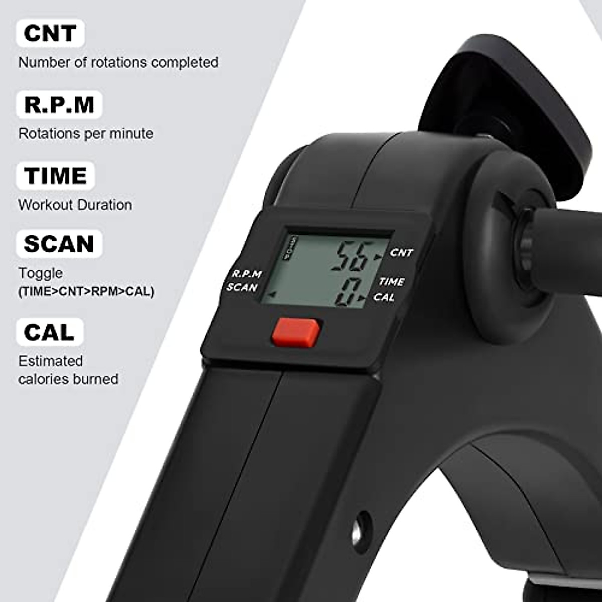 Folding Pedal Exerciser, Mini Exercise Bike Under Desk Bike Pedal Exerciser Arm and Leg Peddler Machine with LCD Monitor