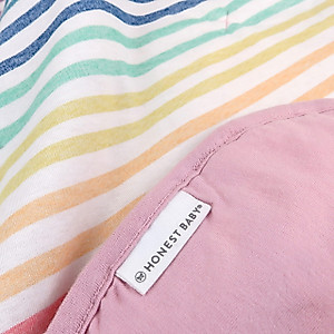 HonestBaby Clothing Infant Organic Cotton Reversible Baby Blanket, Rainbow Stripe, One Size