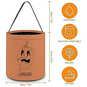 Personalized Halloween Tote Bags w/Name or Text 7.9 * 8.3 inch Customized Pumpkin Witch Totes Bag for Trick Treat Goodie gift Custom Party Favors Canvas Goodie Bag Reusable Grocery Gifts (orange)