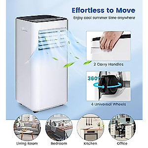 Portable Air Conditioners, SIMOE 10000BTU Portable AC Unit with Dehumidifier & Fan Mode, Rooms up to 350 sq.ft, with Remote Control & 24Hrs Timer, Installation Kit Included, for Home Garage