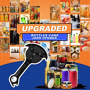 Powerful and Multifunctional Jar Opener for Seniors with Arthritis, Adjustable Jar Lid Opener for Weak Hands, 3-in-1 Labor-Saving Jar and Bottle Opener Opens Pop-Top Cans Beer Bottles Soda Cans