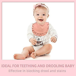 duludulu Baby Muslin Bibs, Bandana Drool Baby Bibs for Girls, Adjustable 100% Cotton Soft Baby Bibs for Drooling and Teething Organic Solid Colors Lap-Shoulder Bibs