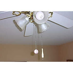 Baseball & Bat Ceiling Fan Pull Set by Wooden Androyd Studio - Nursery Kid's Room Decor, Gift for Coaches or Kids.