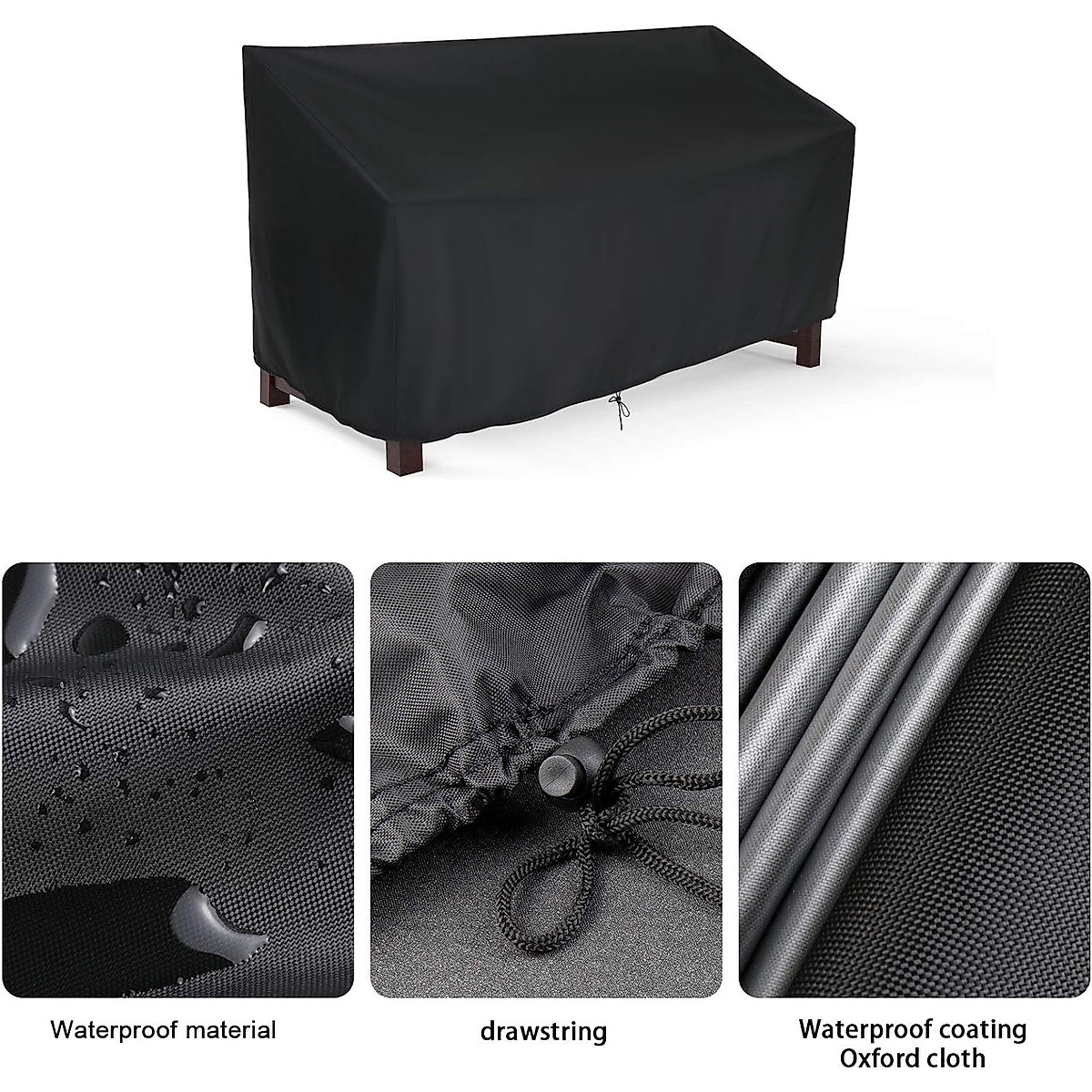 Hengme Outdoor Patio Garden Bench Cover - 2 Seat Outside Park Loveseat, Sofa, Glider, Furniture Cover Patio Bench Cover - 52L x 32W x 34H inch