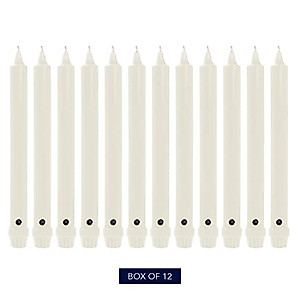 Colonial Candle Unscented Taper Candle, Classic Collection, White, 10 In, Pack of 12 - Up to 8 Hours Burn