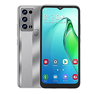 Zunate Unlocked Cell Phone, Factory Unlocked Smartphone 128GB ROM 6GB RAM, 6.5" Android Phone GSM Unlocked Smartphone with 16MP Camera, 5000mAh, Face Unlock, Fingerprint on The Back(Grey)