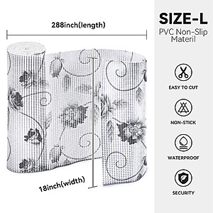 RAY STAR Shelf Liner, Non-Adhesive Refrigerator Liners for Shelves 12*120 inch, Vinyl Shelf Drawer Liner Non-Slip Bathroom Cabinet Liner for Kitchen/Storage/Desks (Floral)