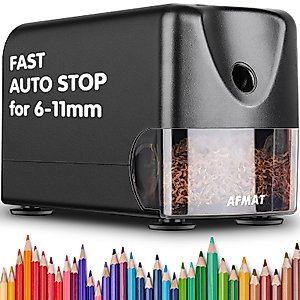 AFMAT Heavy Duty Electric Pencil Sharpener, Auto Stop Classroom Pencil Sharpeners for 6-11mm No.2/Colored Pencils, Pencil Sharpener for Large Pencils, Sharp Point, Save Pencils, Teachers Must Haves