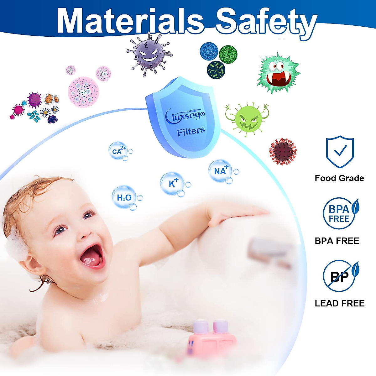 Luxsego Shower Head Filters for Skin Care Shower Head, 4 PCS PP-Cotton Filter Cartridge with Replacement Mineral Filter Beads(1oz), Ideal for Hydro Jet Filtered Showerhead Purify Hard Water