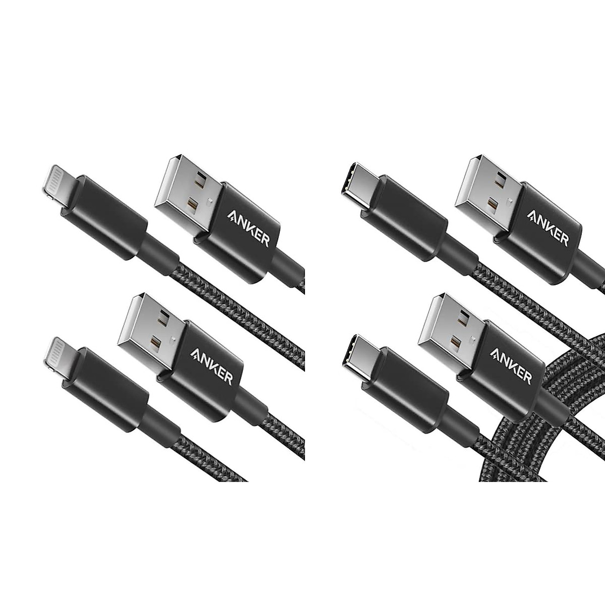 Anker USB C Cable (2-Pack, 6ft), USB A to USB C Charger Cable, Premium Nylon USB A to Type C Charger Cable Premium Double-Braided Nylon Lightning Cable (2-Pack, 6ft), Apple MFi Certified Cable