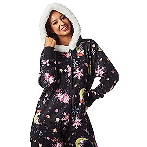 haikyuu Women Adult Christmas Onesie Pajama Long Sleeve Hooded Kigurumi Homewear Costume Outfits (large, Santa black)