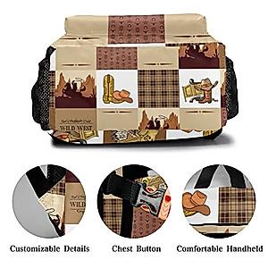 Custom Kid Backpack, Cowboy Western Life Personalized School Bookbag with Your Own Name, Customization Casual Bookbags for Student Girls Boys