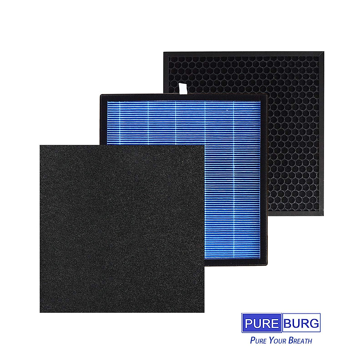 PUREBURG Replacement True HEPA Filter Kit Compatible with Okaysou Airmax 10L Pro & Aiibot Aiibot-A300 also Compatible with SimPure HP3-A Air Purifier,H13 4-Stage Filtration Air Clean Dust VOCs,2-Pack