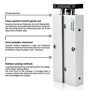 TAILONZ PNEUMATIC 10mm Bore 50mm Stroke Double-Rod Double-Acting Aluminum Pneumatic Air Cylinder TN10-50
