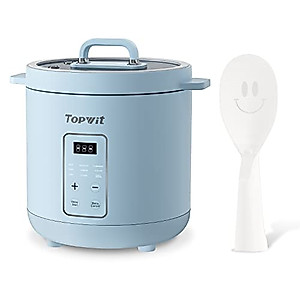 Topwit Mini Rice Cooker, 2 Cups Uncooked Rice Cooker Small with Glass Cover, 1.2L Portable Non-Stick Small Rice Cooker, Smart Control Rice Maker with 24H Delay Start & Keep Warm, Blue