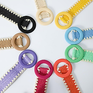 eYLun Women Straw Woven Belt Braided Elastic Stretch Waist Belt Boho Buckle Dress Belt Brown