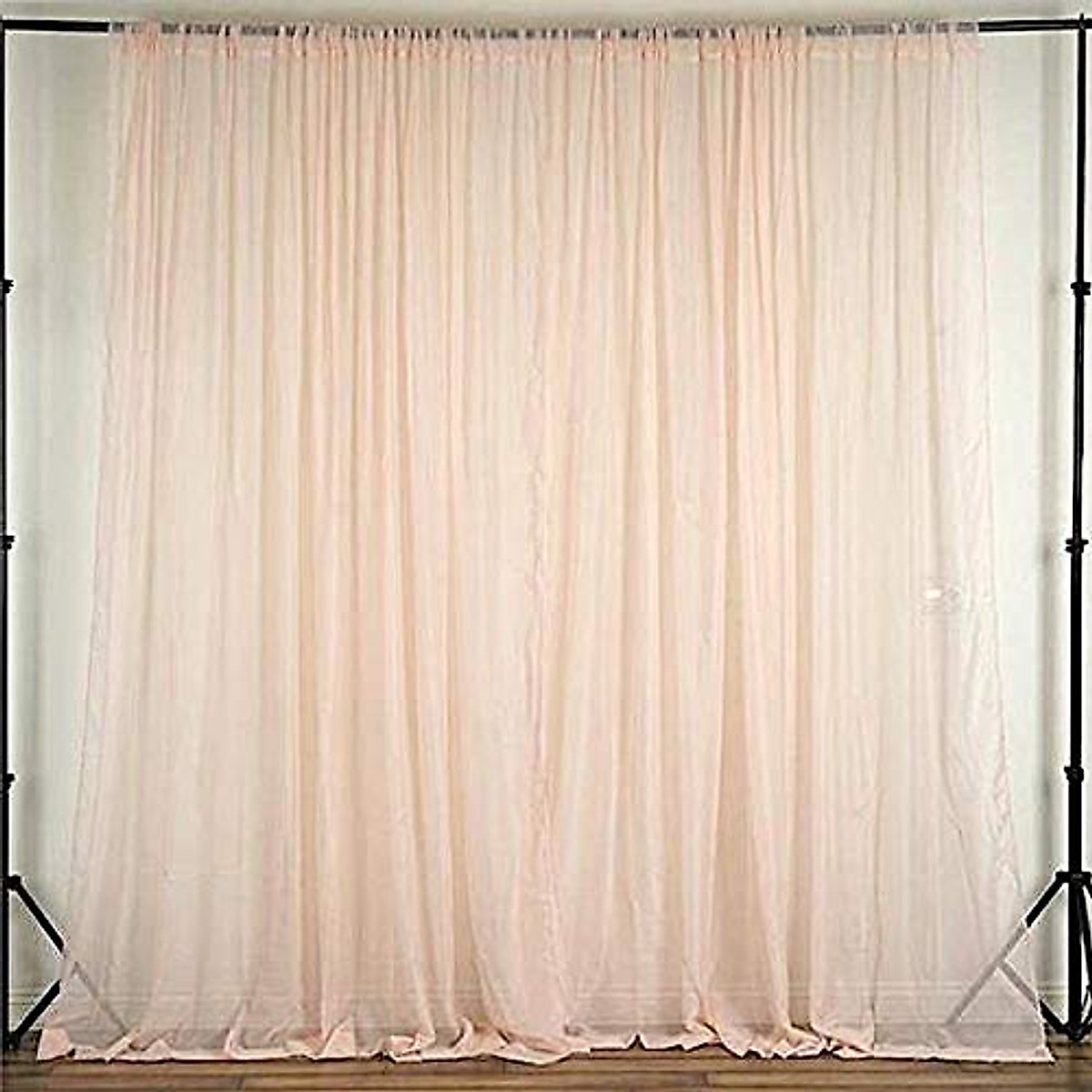 BalsaCircle 10 feet x 10 feet Blush Sheer Voile Backdrop Drapes Curtains 2 Panels 5x10 ft - Wedding Ceremony Party Home Decorations