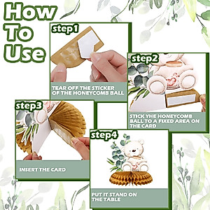 Kajaia 9 Pieces Bear Baby Shower Honeycomb Centerpieces Paper Bear Table Decorations Bear Baby Shower Decorations Table Toppers for Birthday Party Favors Supplies, 9 Styles