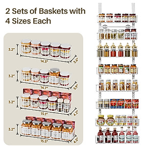 Delamu Over the Door Pantry Organizer, Adjustable 8-Tier Pantry Door Organizers and Storage, Hanging Spice Rack Shelves for Home & Kitchen, Metal Cabinet Door Organizer, Laundry Room Organization
