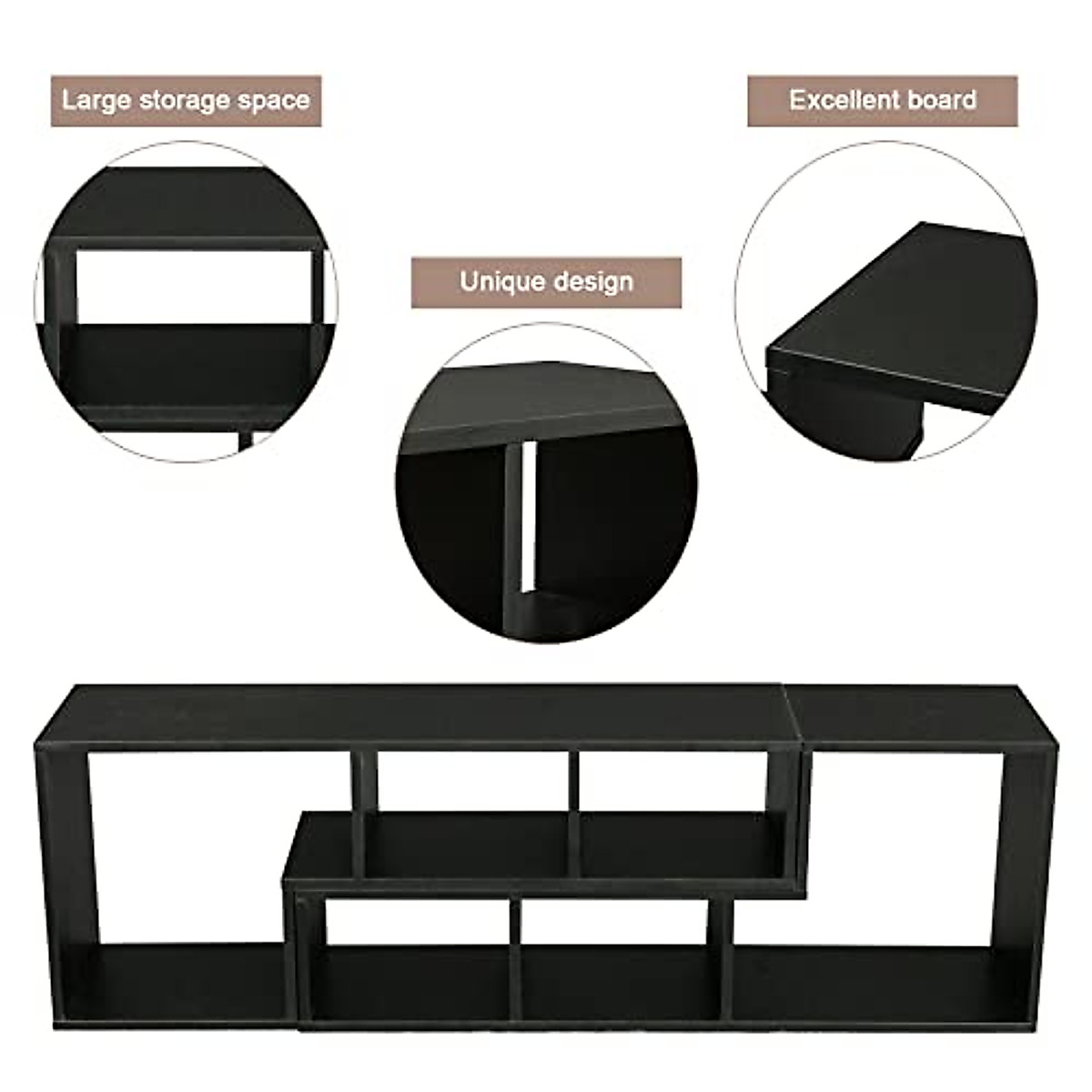 Recaceik Cube Bookshelf 2 Shelf Bookcase L-Shaped TV Console Stand Modern Entertainment Center with Open Storage Shelves for CDs/Movies/Books for Living Room, Bedroom, Home Office