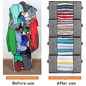 Clothes Storage Bags,Thickened Three-Layer Fabric Foldable Clothes Organizer Storage,Reinforced Handle,Sturdy Zipper,for Quilts,Blankets,Bedroom Storage,Under Bed Storage (Black, medium-3 packs)