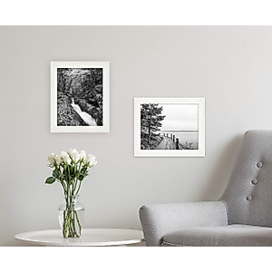 MCS Studio Gallery 8x10 Picture Frame White Woodgrain, Vertical & Horizontal Wall Hanging & Easel for Tapletop Display, Rectangle Photo Frame for Photos, Posters & Art Prints (2-Pack)