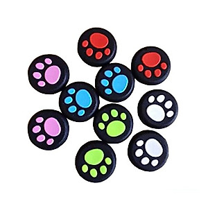 Analog Silicone Thumb Stick Grips Cap Joystick ThumbSticks Caps Cover for PS4 PS3 Xbox One Xbox 360 PS2 Game Controllers (4 x Red Cat Dog Paw)