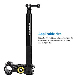 Motorcycle Invisible Selfie Stick, Bike Selfie Stick Handlebar Mount Camera Bracket, Action Camera Bracket Adapter Clamp Holder, Adjustable Length, for GoPro Hero 11/10/9/8 for Ins