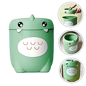 ORFOFE Cartoon Trash can Cans Desktop Slim Lovely Roomdinosaur Mini Kids with Ring Bathroomlight Childrens Decorative Bathrooms for Wastepaper Car Bins Makeup Cute Little Trash Household