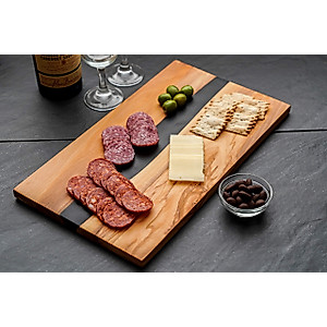 Italian Oliver Wood Cheese board, Charcuterie board Resin board, Kitchen decor, Resin art, Epoxy (Black Zircon)