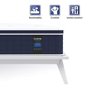 Coolvie 12 Inch Twin XL Mattress, Hybrid XL Twin Mattress in a Box, Medium Firm Feel, 3 Layer Premium Foam with Pocket Springs for Motion Isolation and Pressure Relieving, 100-Night Trial