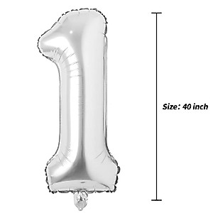 40 inch Letter Balloons Silver Alphabet Number Balloon Foil Mylar Party Wedding Bachelorette Birthday Bridal Shower Graduation Anniversary Celebration Decoration can fly with helium (40 INCH Silver 1)