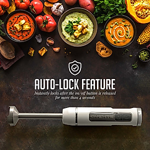 OVENTE Electric Cordless Immersion Hand Blender 200 Watt 8-Mixing Speed with Stainless Steel Blades, Heavy-Duty Portable & Rechargeable Perfect for Smoothies, Puree Baby Food & Soup, White HR781W