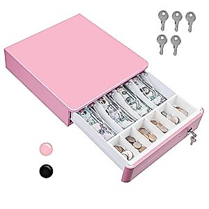 Tera 13" Auto Open Cash Register Drawer Heavy Duty with Micro Switch Fully Removable Insert Tray 5 Keys 4 Bill 6 Coin Media Slot 12V RJ12 Key-Lock (Round Corner) for POS System Small Business 330R