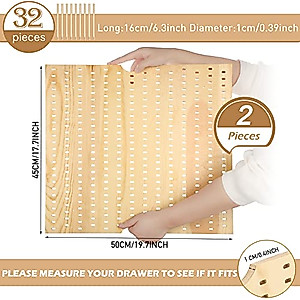 Wood Pegboard Drawer Organizer Drawer Peg Wooden Peg Board System Dish and Plate Organizer Adjustable Pegboard Wall Shelf and Drawer Organizer for Food Containers Cookware Utensils (2 Set)