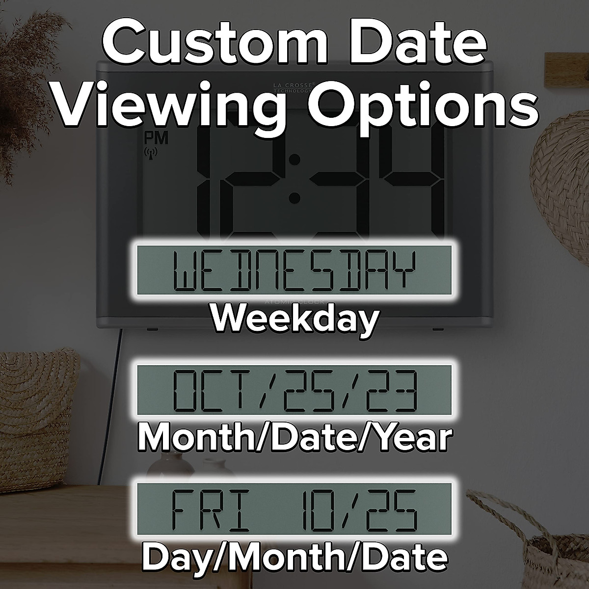 La Crosse Technology 513-21867-INT Extra-Large Slim Atomic Digital Clock with Backlight