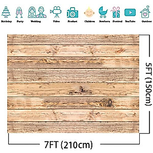Alltten 7X5FT Thin Vinyl Brown Wood Backdrops Wood Wall Photography Background Newborn Baby Shower Children Birthday Party Cake Smash Decors Wooden Background Professional Studio Photoshoot Props F9