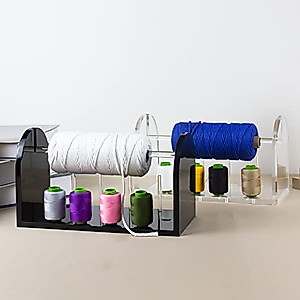KVMORZE Acrylic Spools Holder, Yarn Ball Holder, Embroidery Thread Spool Holder Suitable for Beginners, Adults, Thread Rack Organizer for Weaving Cord and Sewing Threads, 10.3x4.7x6.3in (Black)