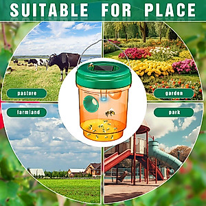 Qualirey 4 Pack Wasp Traps Solar Powered Bee Trap with UV LED Light Outdoor Hanging Fly Traps Reusable Hornet Trap Hornet Traps Wasp Killer for Indoor Outdoor Patio Garden Home (Orange)